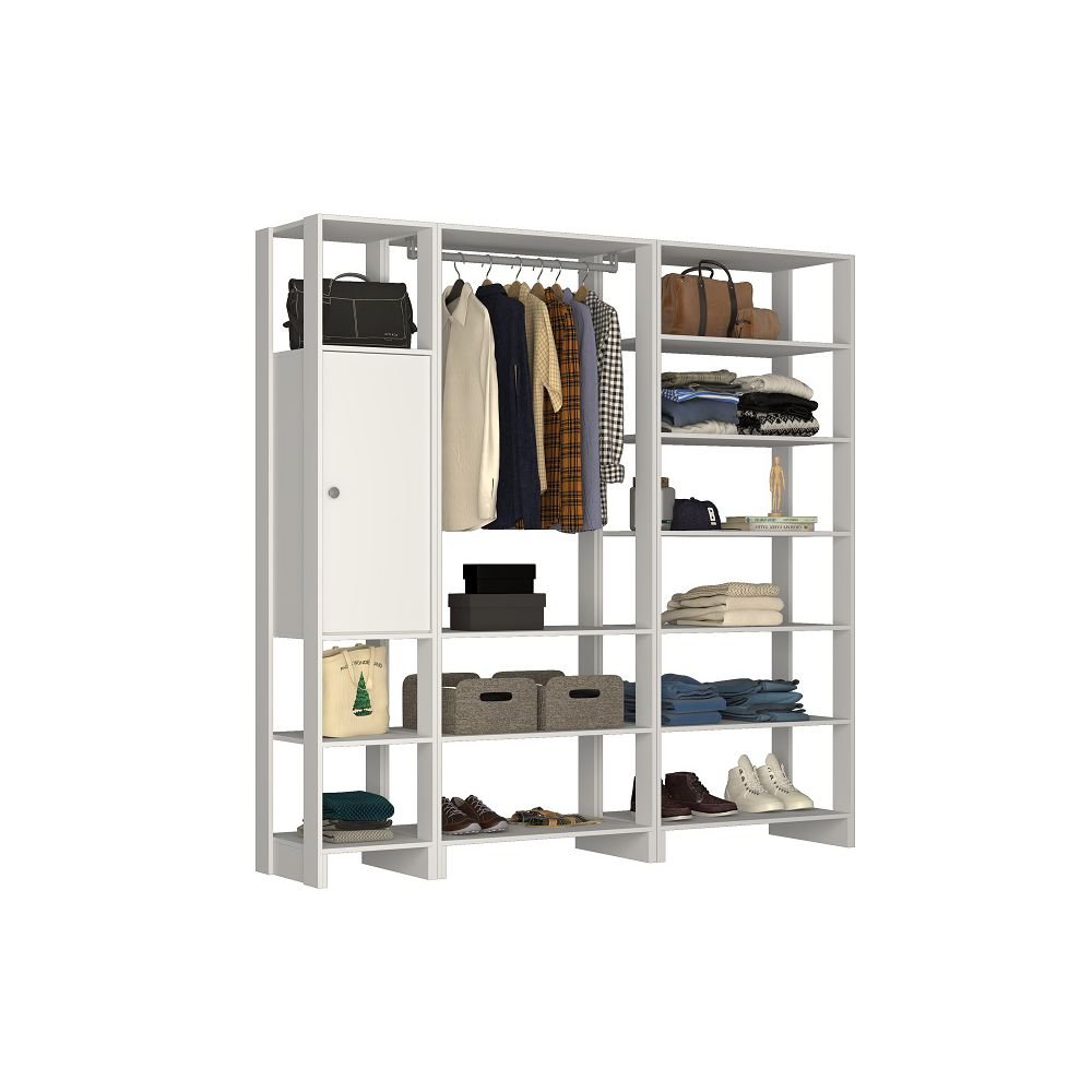 Closet Multi 200cm c/ Cabideiro, 01 Porta e 12 Prateleiras EY101-3-7 ...