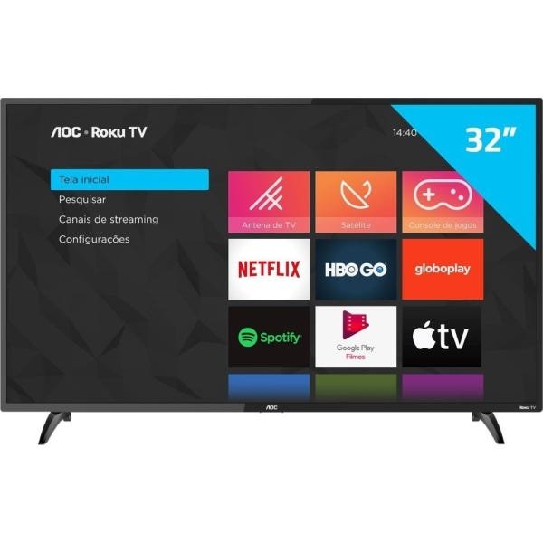 Smart TV LED 32 Polegadas Aoc Roku TV 32S5195/78 com Wi-Fi, Milhares de ...