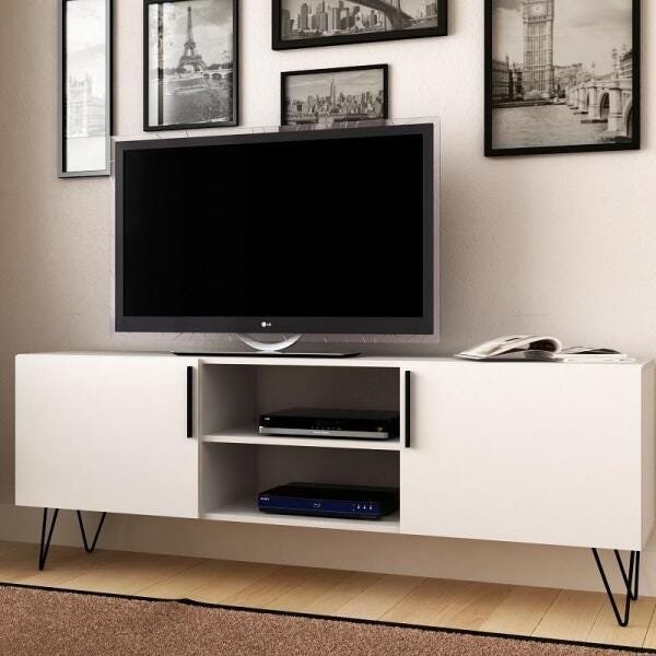 Rack Aparador com 2 Nichos para TV até 50 Polegadas Branco | MadeiraMadeira