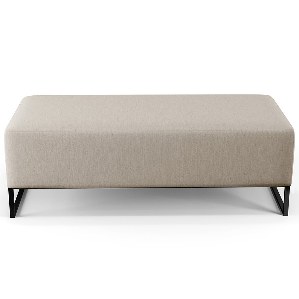 Puff Decorativo Sala de Estar Bali W01 Base Ferro 120x50 cm Linho Bege ...