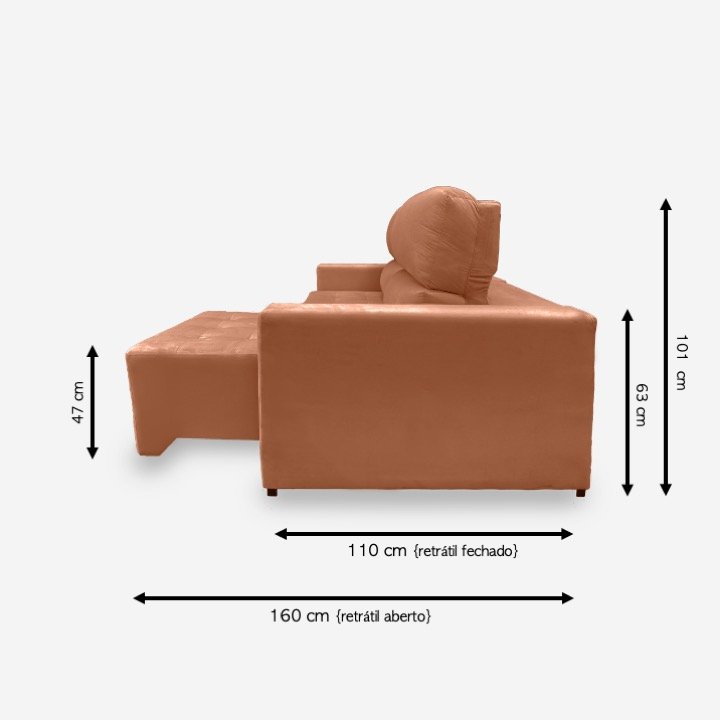Sofá PLUS 4 Lugares 2,30 metros Veludo - 20 Terracota | MadeiraMadeira