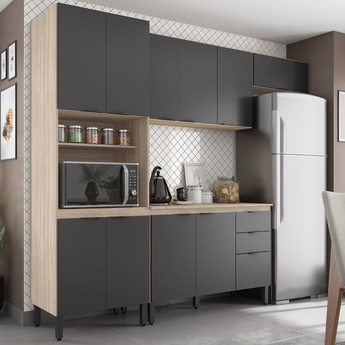 Cozinha Modulada 4 Peças FI0004 Avena Grafito Demobile | MadeiraMadeira