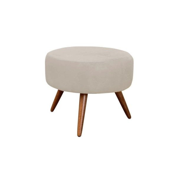 Puff Puff Decorativo Lavínia Bege Redondo Pés Palito e Estampas ...