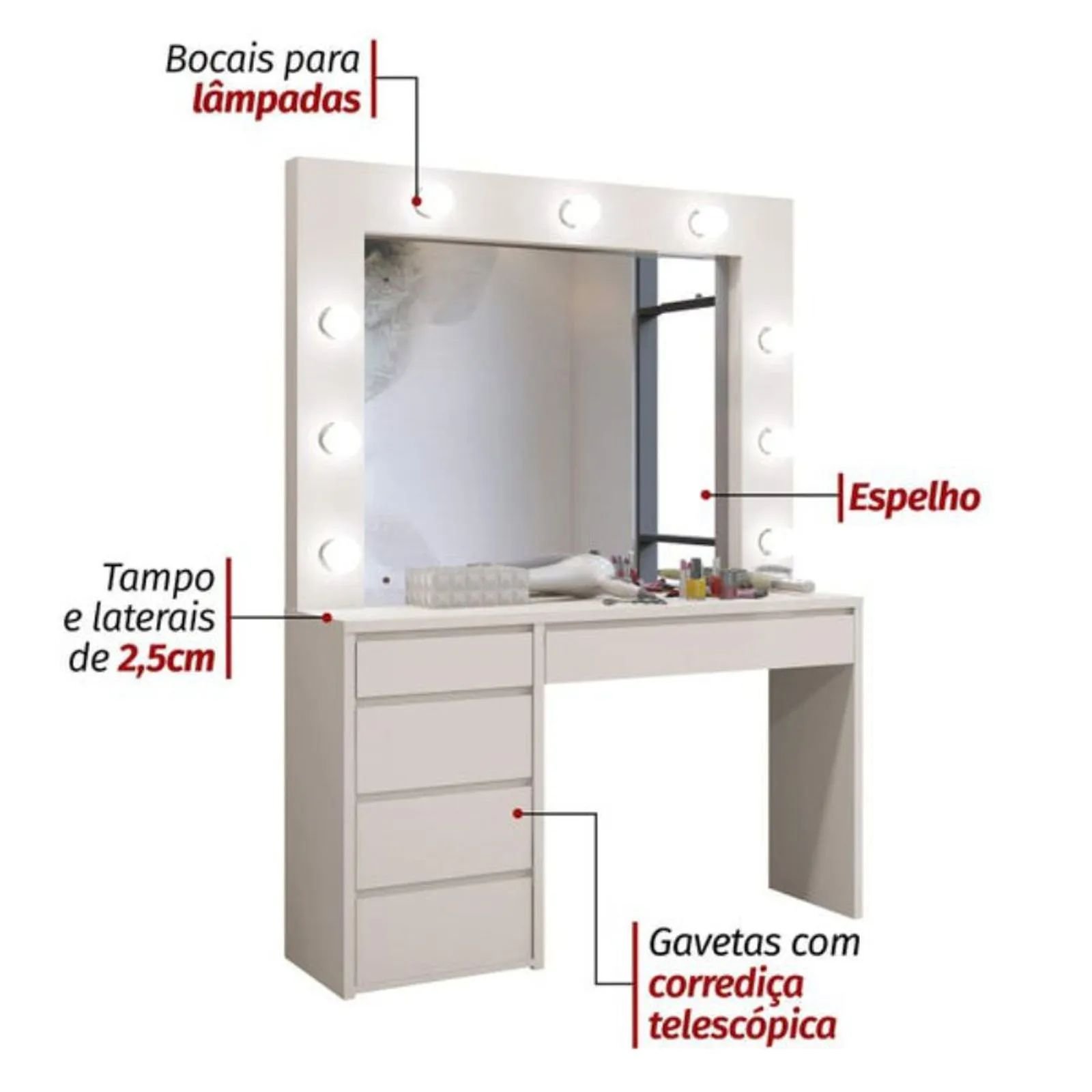 Penteadeira Camarim Berlim Plus MobyCasa Moveis Black | MadeiraMadeira
