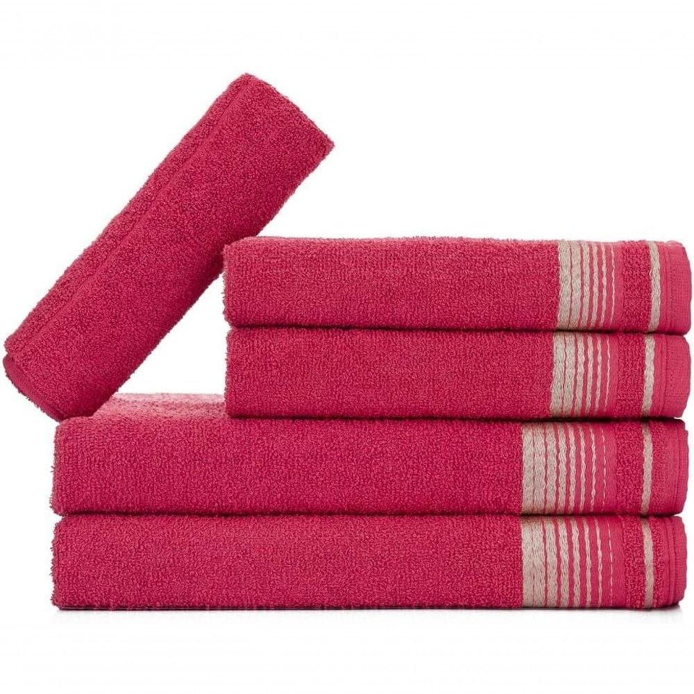 Jogo de Toalhas Luxury Soft Beka Banho + Rosto + 1 Piso Luxo Cereja | MadeiraMadeira