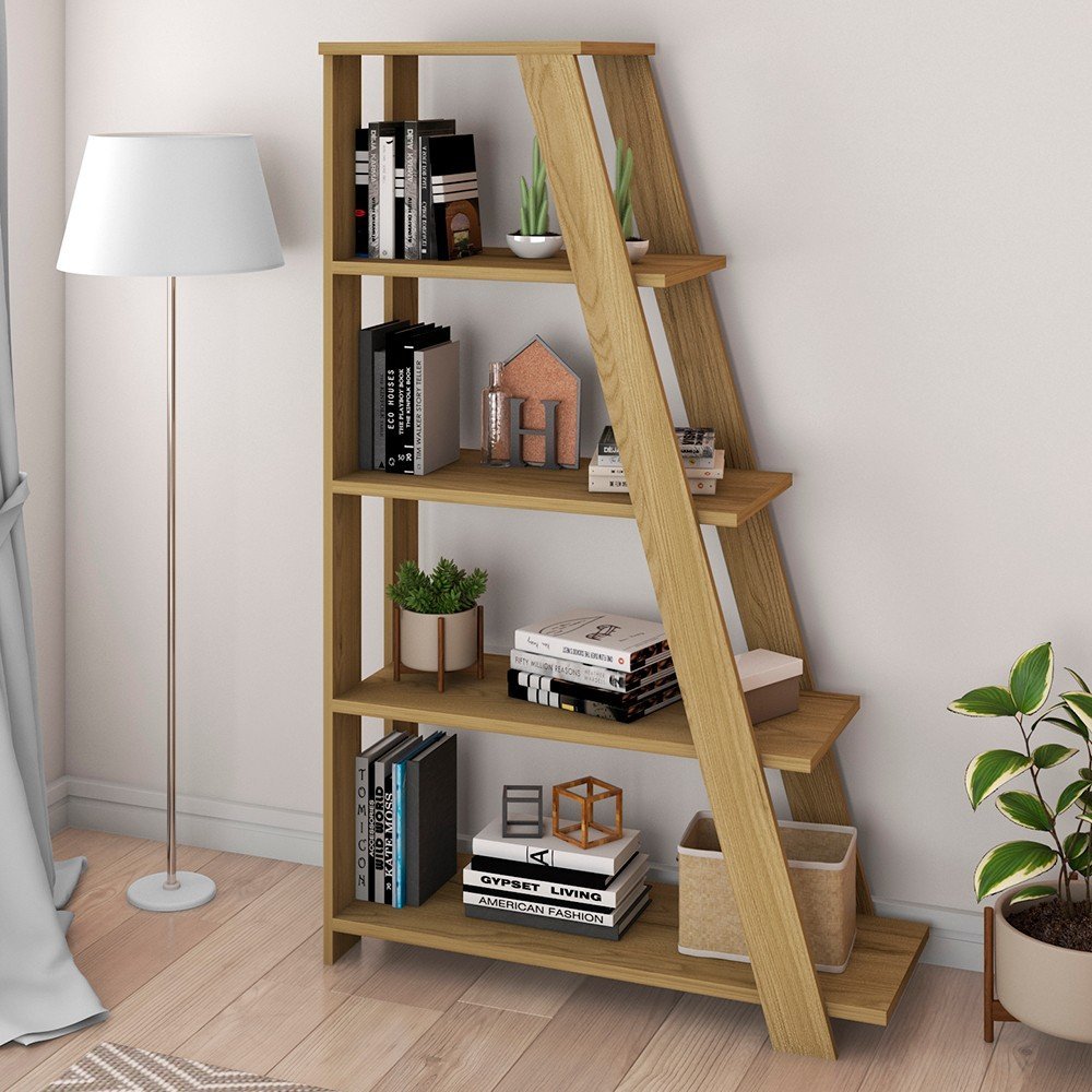 Estante Escada Multiuso Decorativa 5 Prateleiras Stela A06 Olmo ...