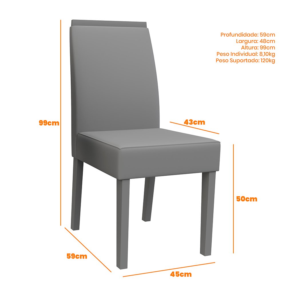 Kit 06 Cadeiras de Jantar Mayte Animalle Azul WD26 Pés Imbuia - D'Rossi | MadeiraMadeira