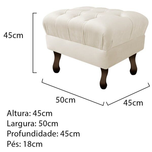 Puff Retrô Luis XV Corano Bege | MadeiraMadeira
