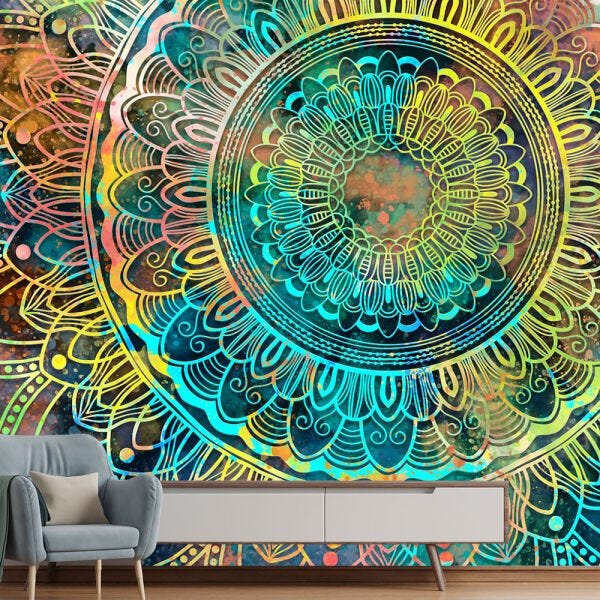 Papel de Parede Mandala Decorativa Sala Painel - 292pcp | MadeiraMadeira