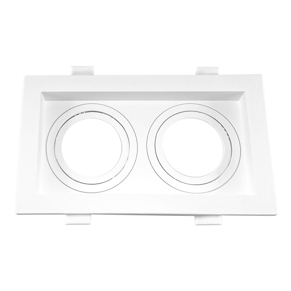 Spot Duplo Embutir Quadrado Recuado Mr16 Branco + Led Save Energy 4,8w 4000k | MadeiraMadeira