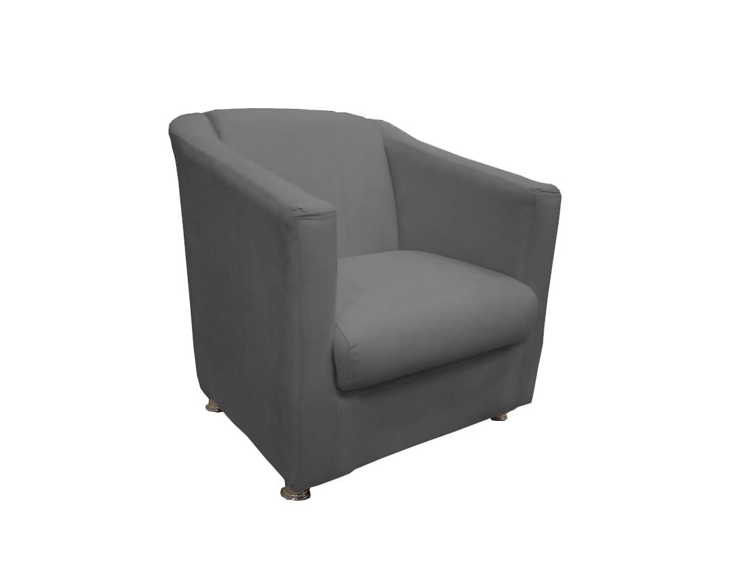 Poltrona Decorativa Biane Suede Cinza Pés Cromado Ms Decor | MadeiraMadeira