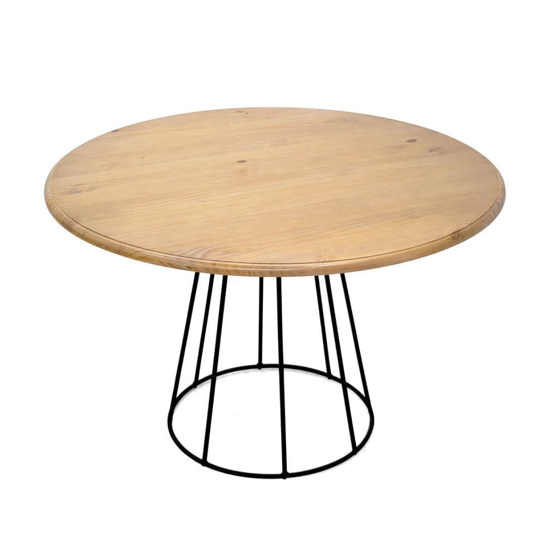 Mesa de Madeira Redonda Base Ferro 120cm Belmont Nozes | MadeiraMadeira