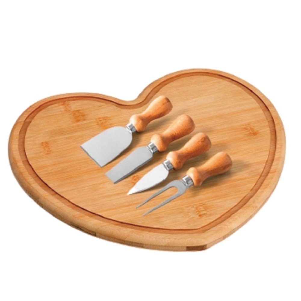 Tábua de Servir Coração Utensílios Bambu 5pçs Class Home | MadeiraMadeira