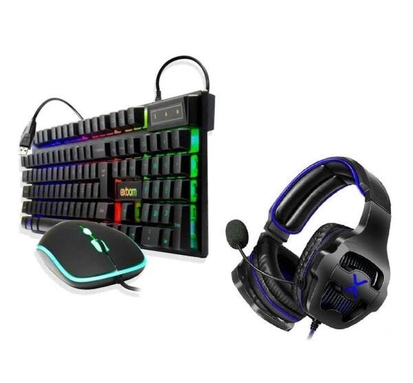 Kit Gamer Teclado + Mouse Rgb G550 Com Fone G650 Azul Exbom ...