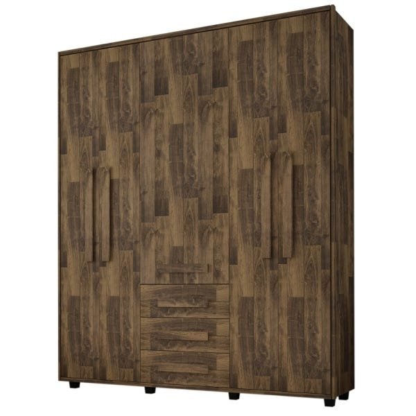 Guarda-Roupa Roupeiro 5 Portas e Gavetas Mônica Amadeirado | MadeiraMadeira