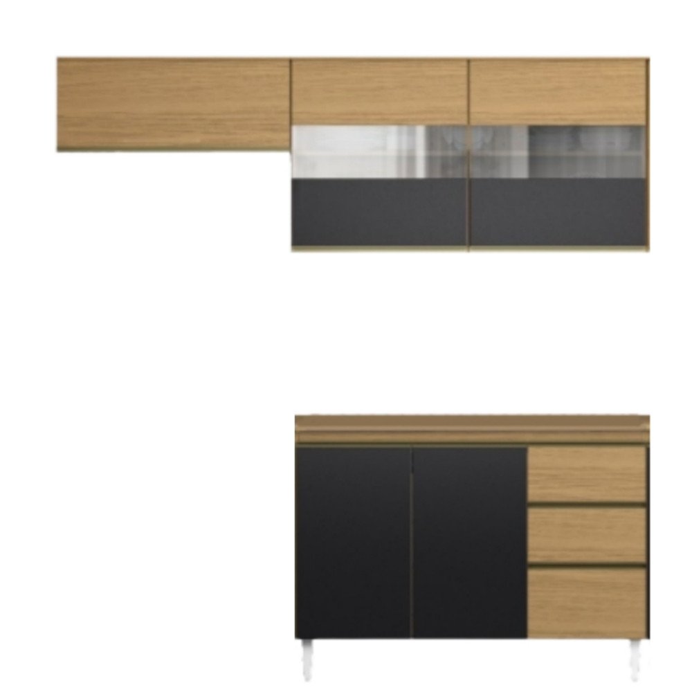 Cozinha Modulada Kelly Kit 3 Peças Balcão com Tampo Aramóveis Atacama ...