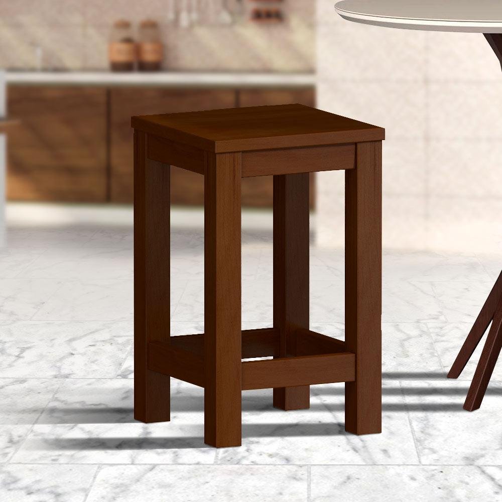 Banquinho De Madeira Maciça Baixo Castanho Nemargi | MadeiraMadeira