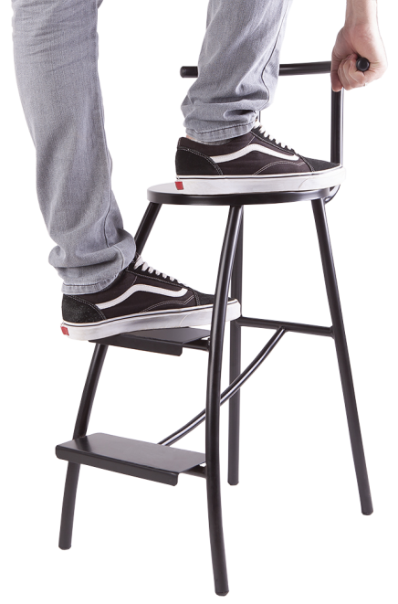 BANQUETA MULTIUSO 2 DEGRAUS 60 CURVA Plic Mobiliário Linha Curva Preto Craqueado Ouro ...