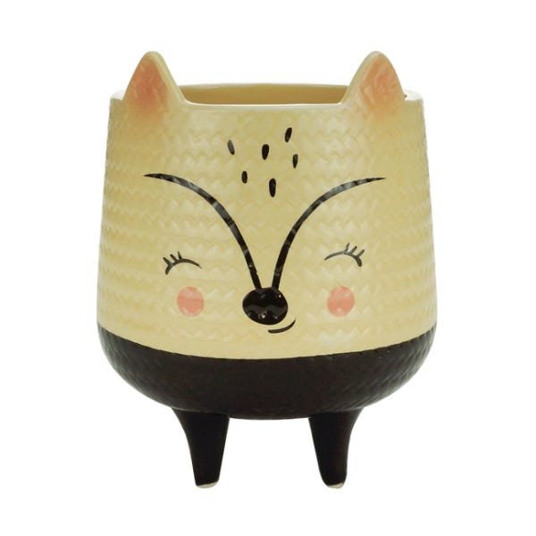 Cachepot Cerâmica Cream Rattan Fox Bege 9x9x11 Urban | MadeiraMadeira
