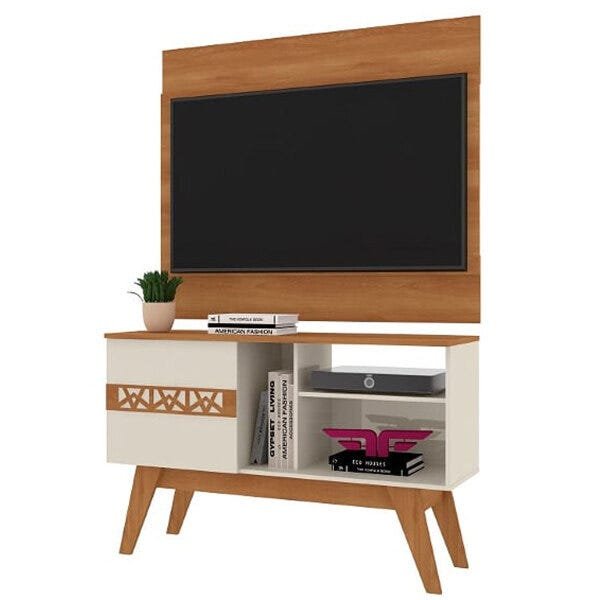 Rack com Painel Smart Frade Movelaria Coral/Off White TV 42 Polegadas ...