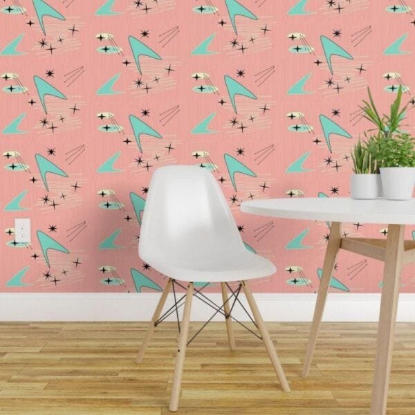 Papel de Parede abstrato rosa e azul | MadeiraMadeira