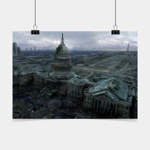 Poster Game Adesivo Fallout Capitol Post PG0701 | MadeiraMadeira