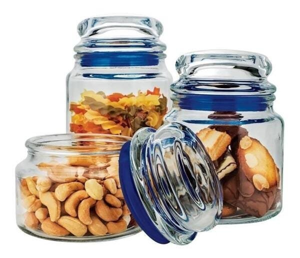 Kit 3 Potes Herméticos De Tampa Capacidade 300Ml 470Ml 670Ml ...