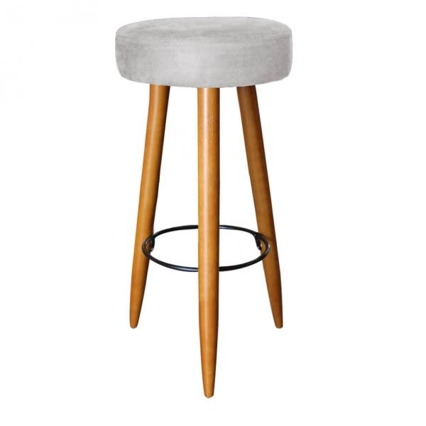 Kit 02 Banquetas Decorativa Rubi Corino Cinza Pés Palito Castanho -Bela ...