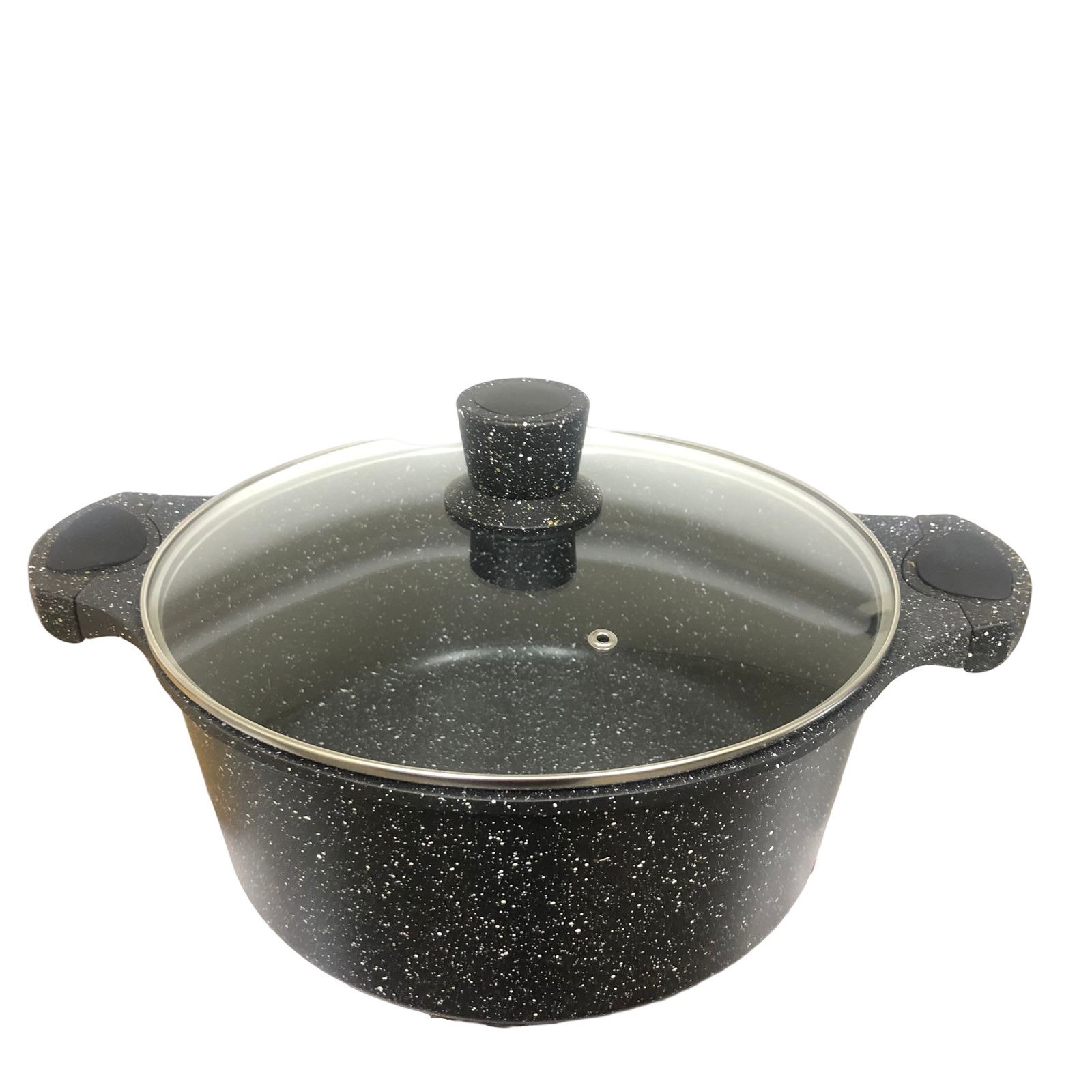 Panela Pó De Mármore Antiaderente 28Cm Preto C/ Tampa Cazaro 25538 ...