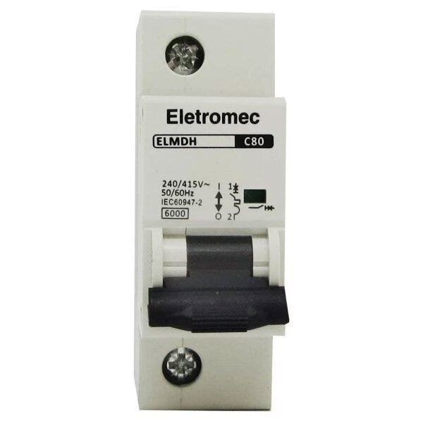 Disjuntor 80a Amperes Monopolar Curva C Eletromec | MadeiraMadeira
