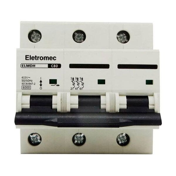 Disjuntor 80a Amperes Tripolar Curva C Eletromec | MadeiraMadeira