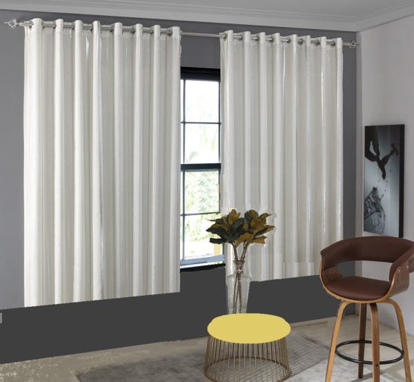 Cortina Para Sala Com Voil Jamile 300x1,80 CortinaWeb: Off White ...