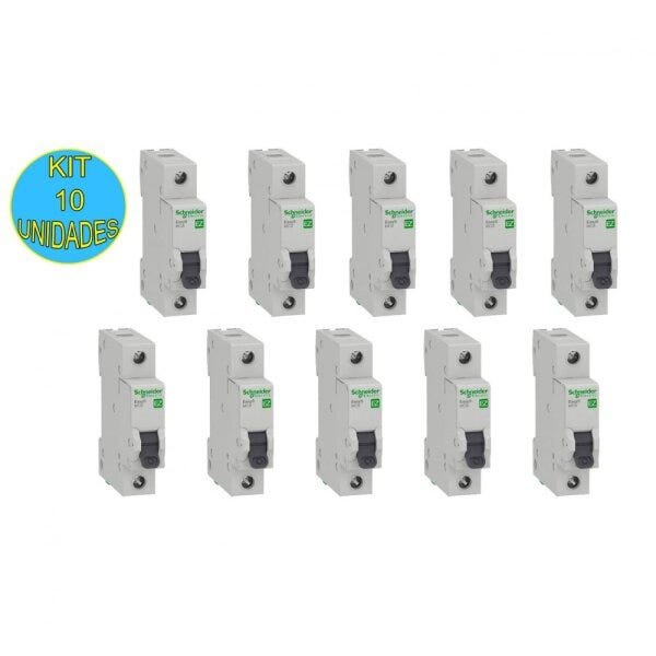 Kit 10 Disjuntor Mini Easy9 Termomag Monop 50A Curva C Schneider | MadeiraMadeira