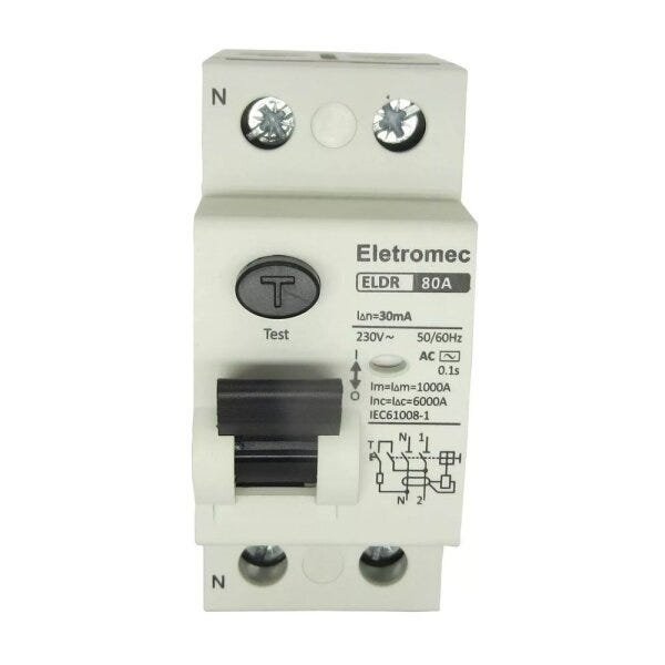 Interruptor Diferencial Dr 80a 2p 30ma 400v ELDR-280-30 - Eletromec | MadeiraMadeira