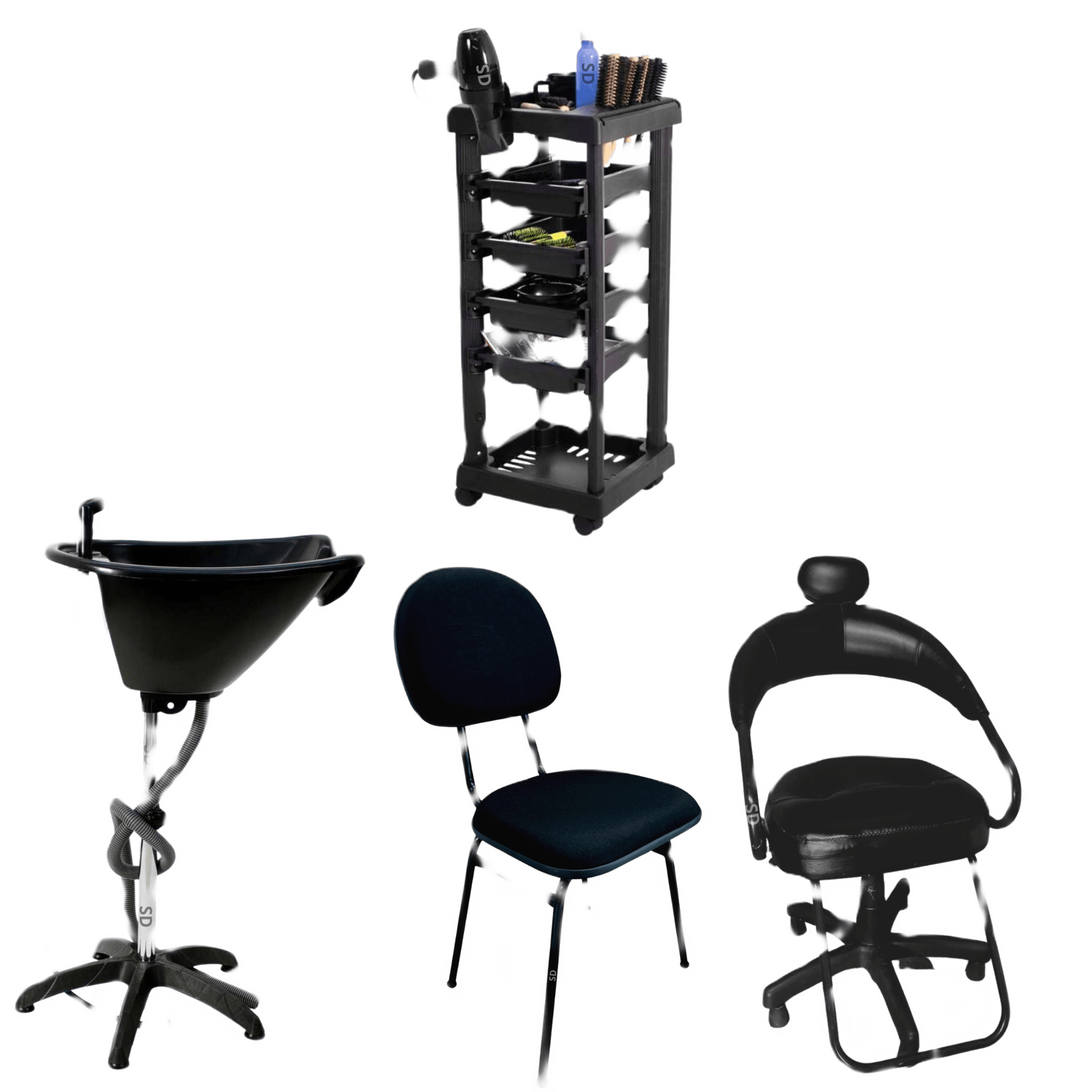 Kit Salão Lavatório Carrinho +cadeira + Cadeira Salão | MadeiraMadeira