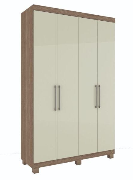 Guarda-Roupa 4 Portas 2 Gavetas Paranoá Móveis Rimo Freijó/Off-White ...