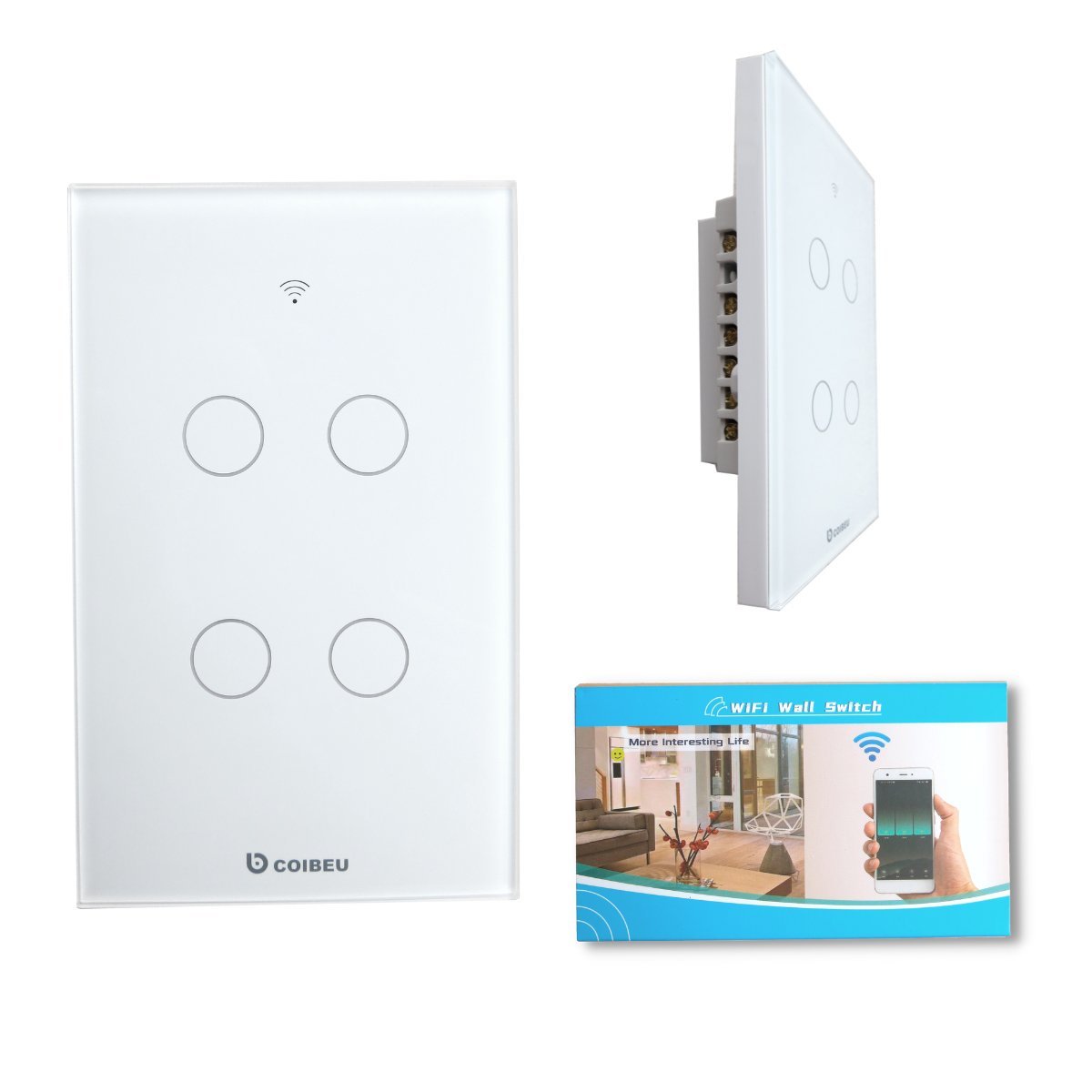 Interruptor Inteligente WiFi, Smart Sem Fio Multifuncional 4 botões ...