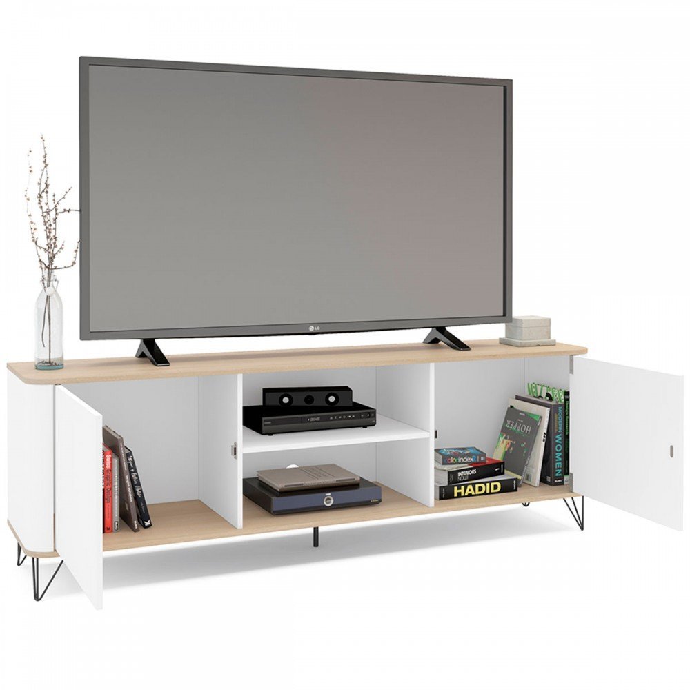 Rack para TV Até 75 Polegadas Cartagena 2 Portas 1 Prateleira Branco ...