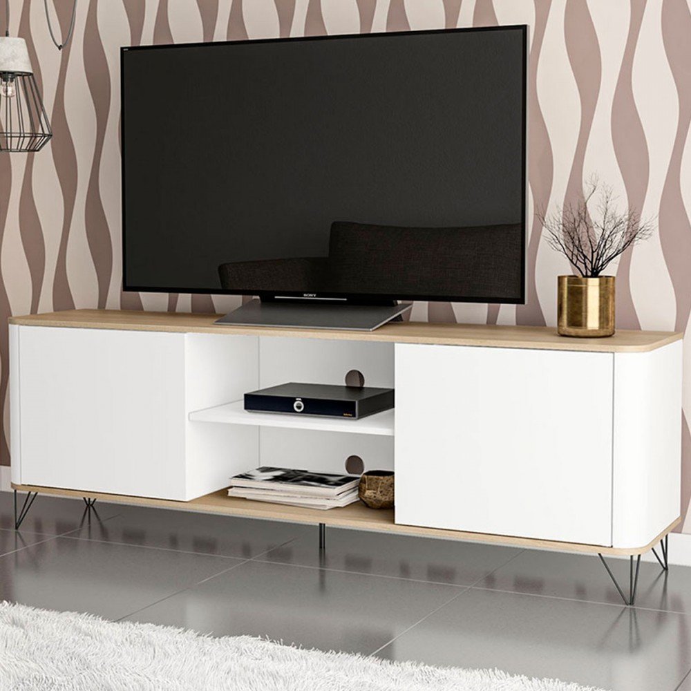 Rack para TV Até 75 Polegadas Cartagena 2 Portas 1 Prateleira Branco ...