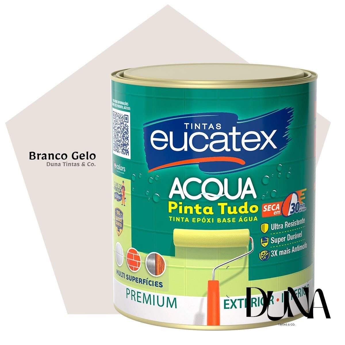 Tinta Epóxi Azulejos e Pisos Eucatex 800ml Branco Gelo | MadeiraMadeira
