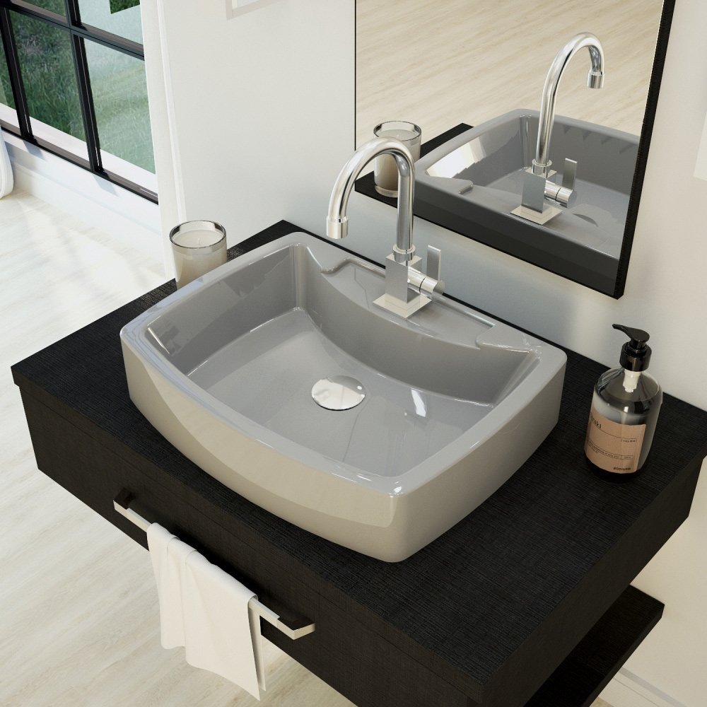 Cuba de Apoio Retangular Para Banheiro Lavabo C01 RT50 Cinza - Lyam ...