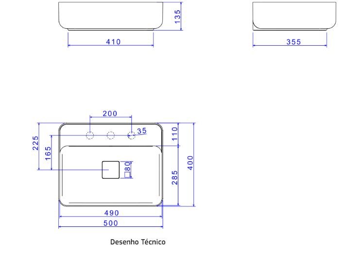 Cuba Retangular de Apoio 50cm Branco Slim Deca | MadeiraMadeira
