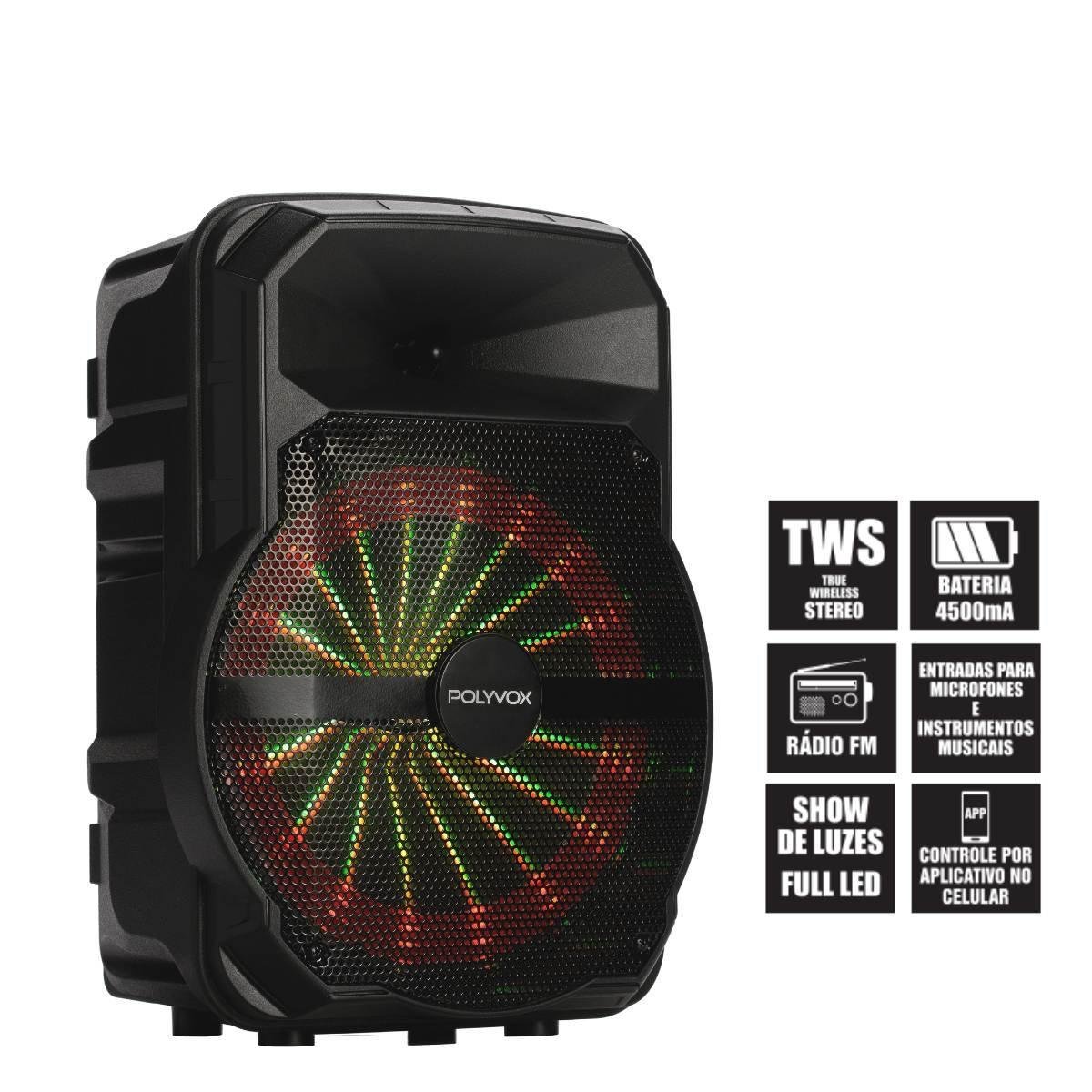 2 Caixa Som Amplificada Xc-710t Tws Polyvox Bluetooth 300w | MadeiraMadeira