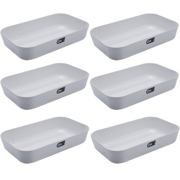 Conjunto com 6 Tigela Retangular Vasilha Travessa 2,8L Branco ...