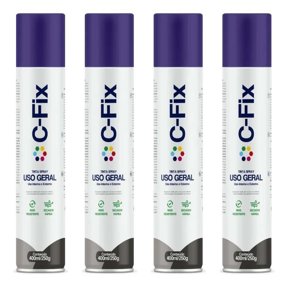 Kit 4 Tintas Spray Violeta Escuro Uso Geral In/ex 400ml Cfix | MadeiraMadeira