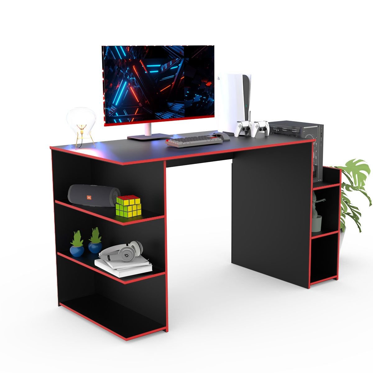 Escrivaninha Gamer - Preto C/vermelho | MadeiraMadeira