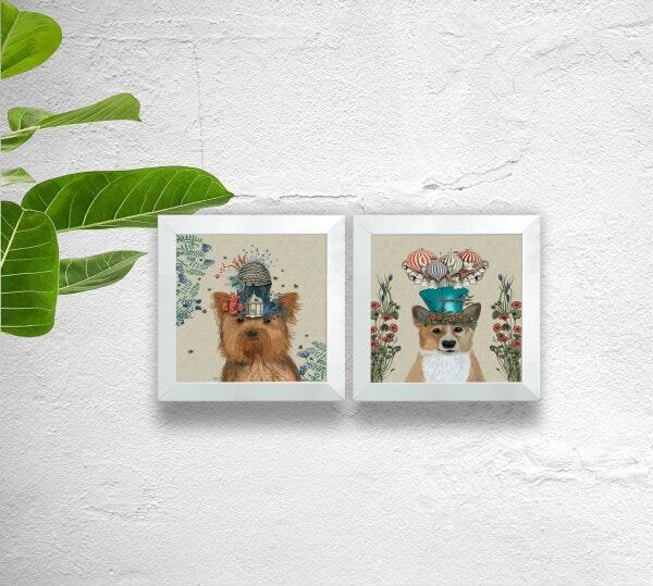 Kit 2 Quadros Quadrinhos decorativo casa moveis cachorrinhos fofos ...