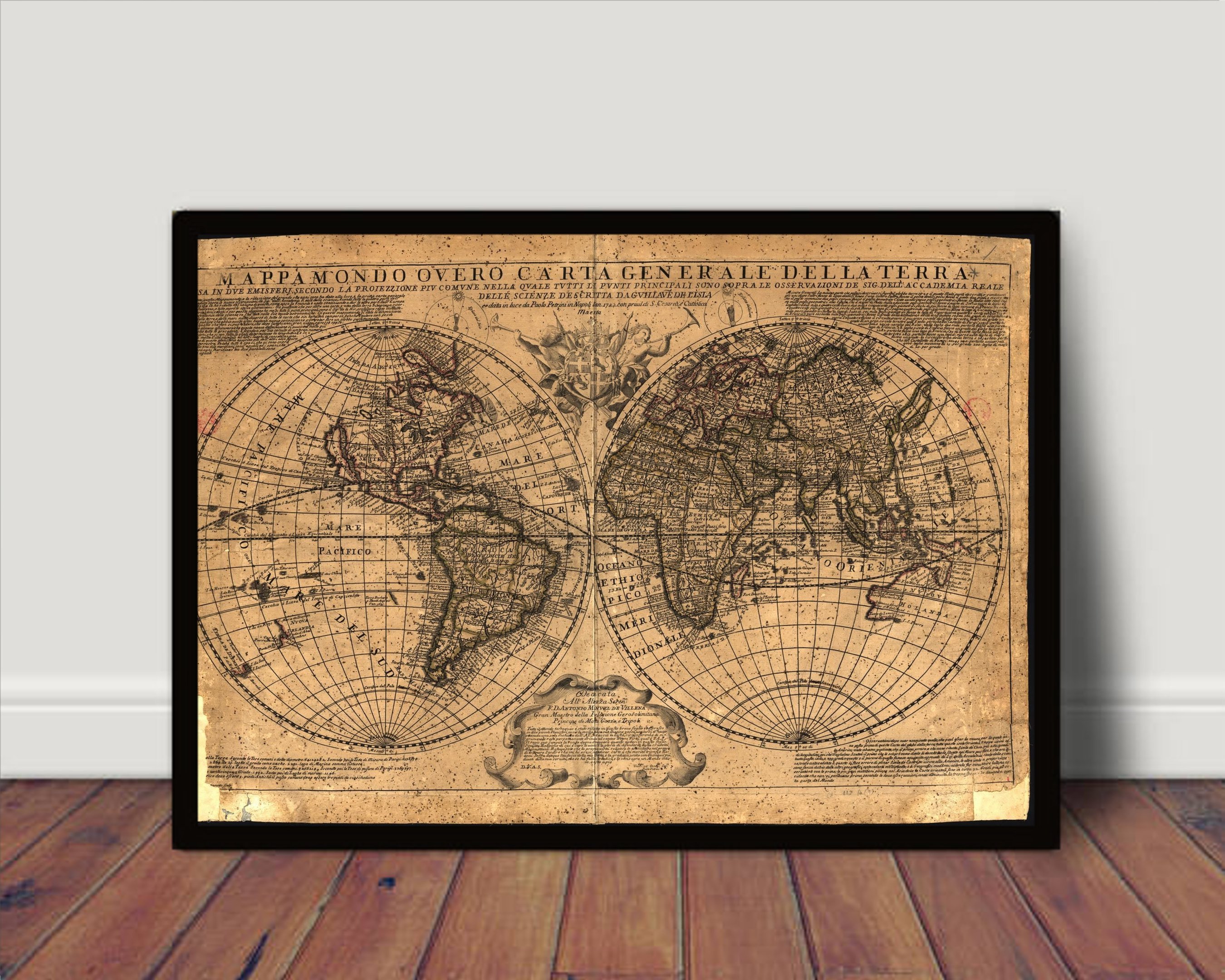 Quadro Antigo mapa decoração retro vintage P1165 | MadeiraMadeira