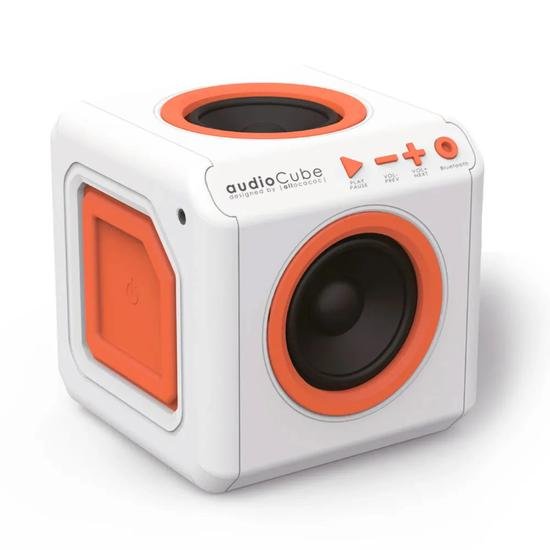 Caixa de Som Audiocube Elg PWC-Audwh Bluetooth / USB / 30W - Branco e Laranja | MadeiraMadeira