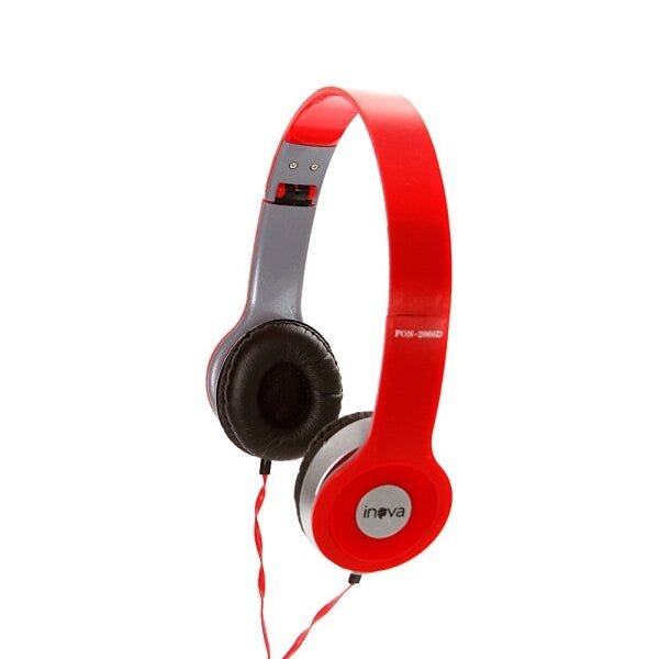 Headset Inova Fon-2066D Plug P2 Vermelho | MadeiraMadeira